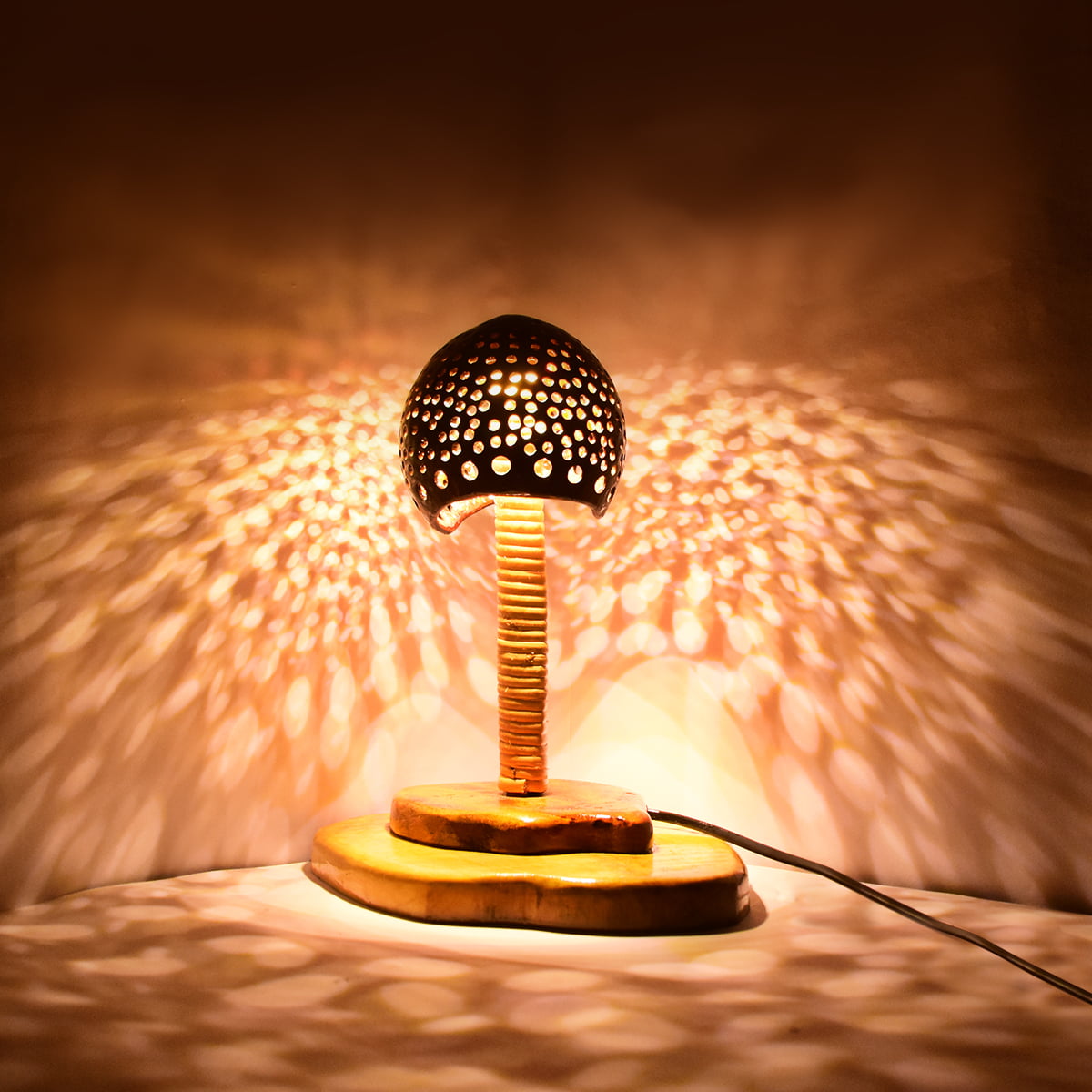 N&H Handmade Coconut Shell Mushroom Lampshade - Nature and Home